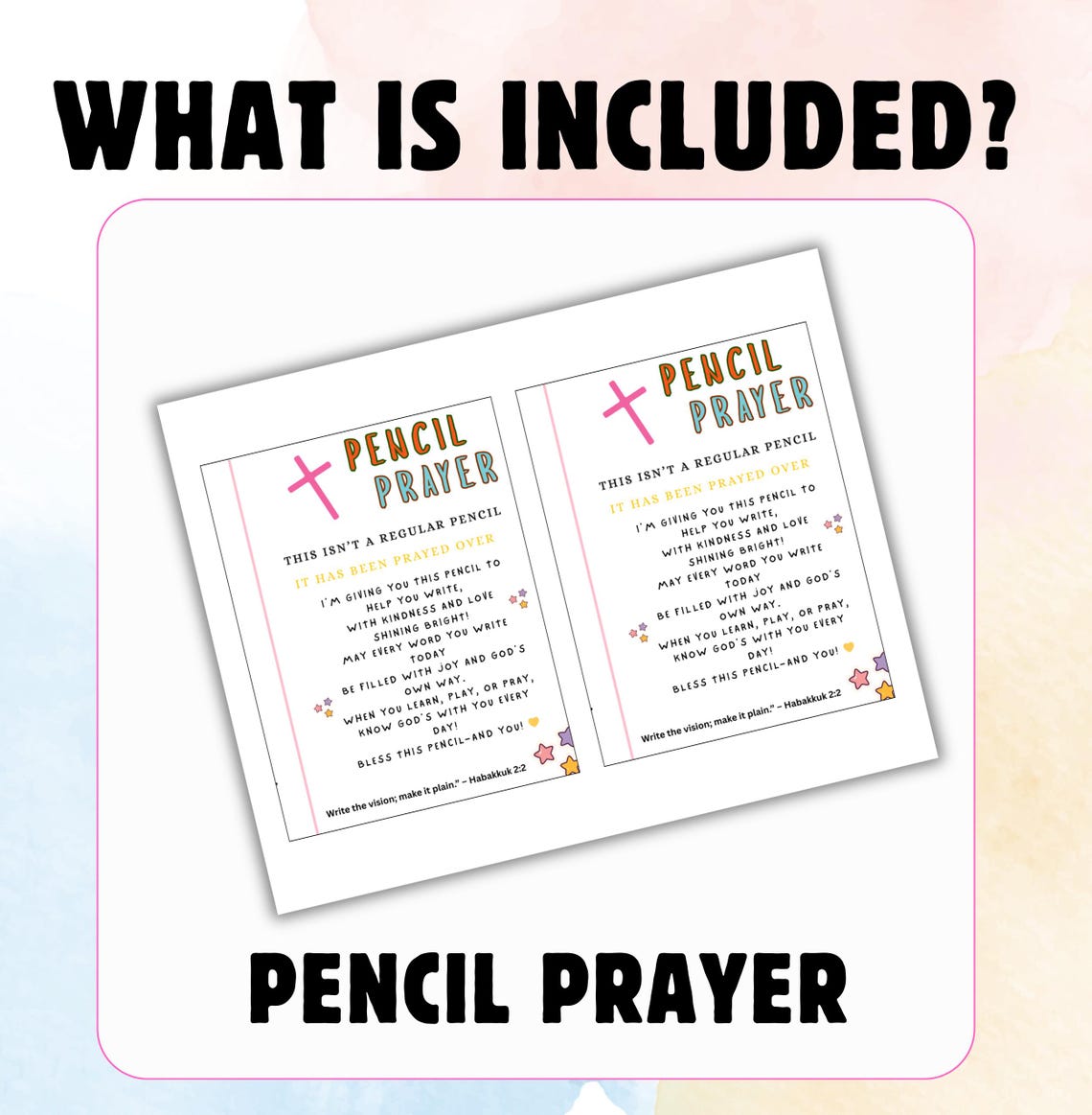 Pencil Prayer Tag, Backpack Blessing Kit, Back to School Blessing ...