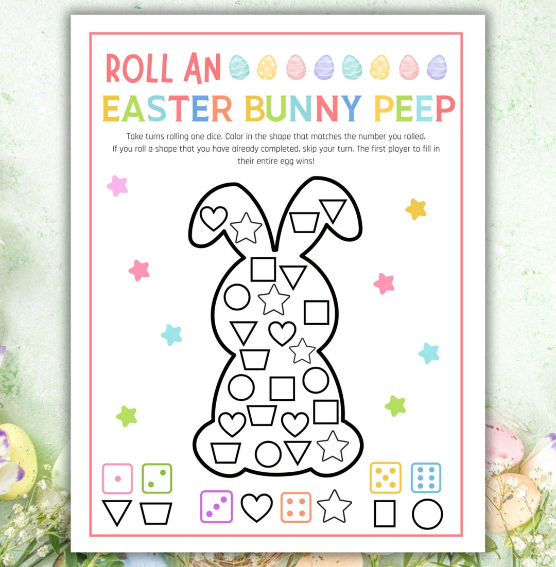 Easter Roll a Bunny Dice Game, Printable Easter Party Game for Kids ...