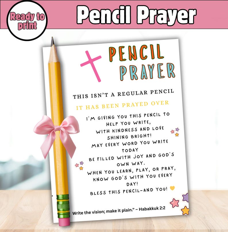 Pencil Prayer Tag, Backpack Blessing Kit, Back to School Blessing ...