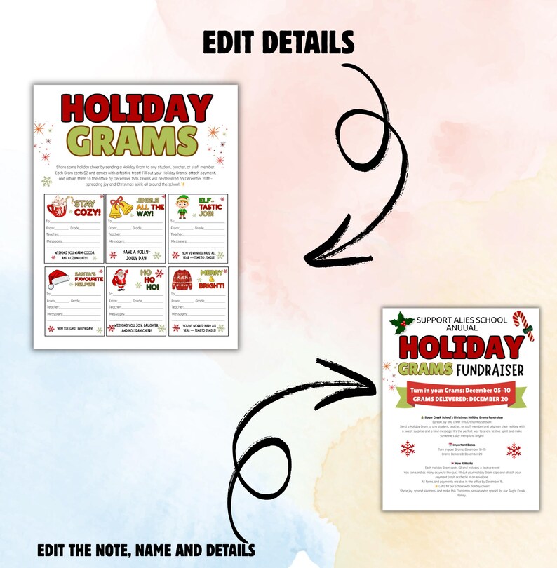Editable Holiday Gram Flyer, Christmas Gram Flyer, Christmas Gram ...