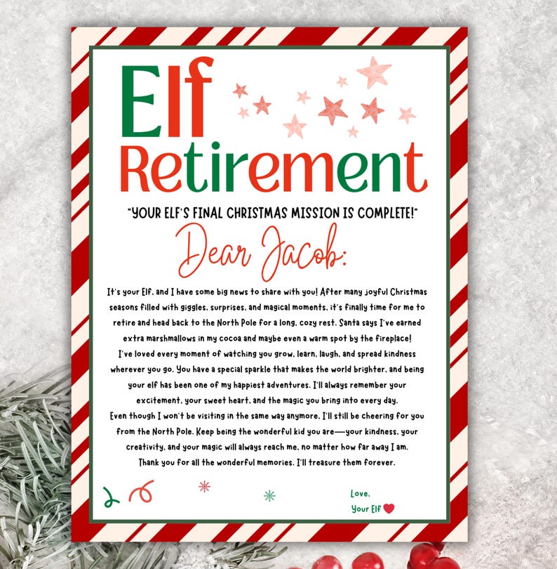 Editable Elf Retirement Letter, Elf Not Visiting, Elf New Mission ...