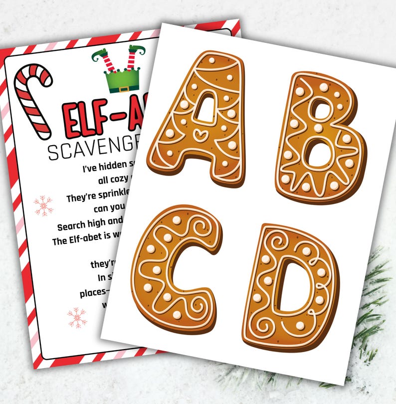 Elf-abet Scavenger Hunt, Printable Elf Props, Christmas Elf Activities ...