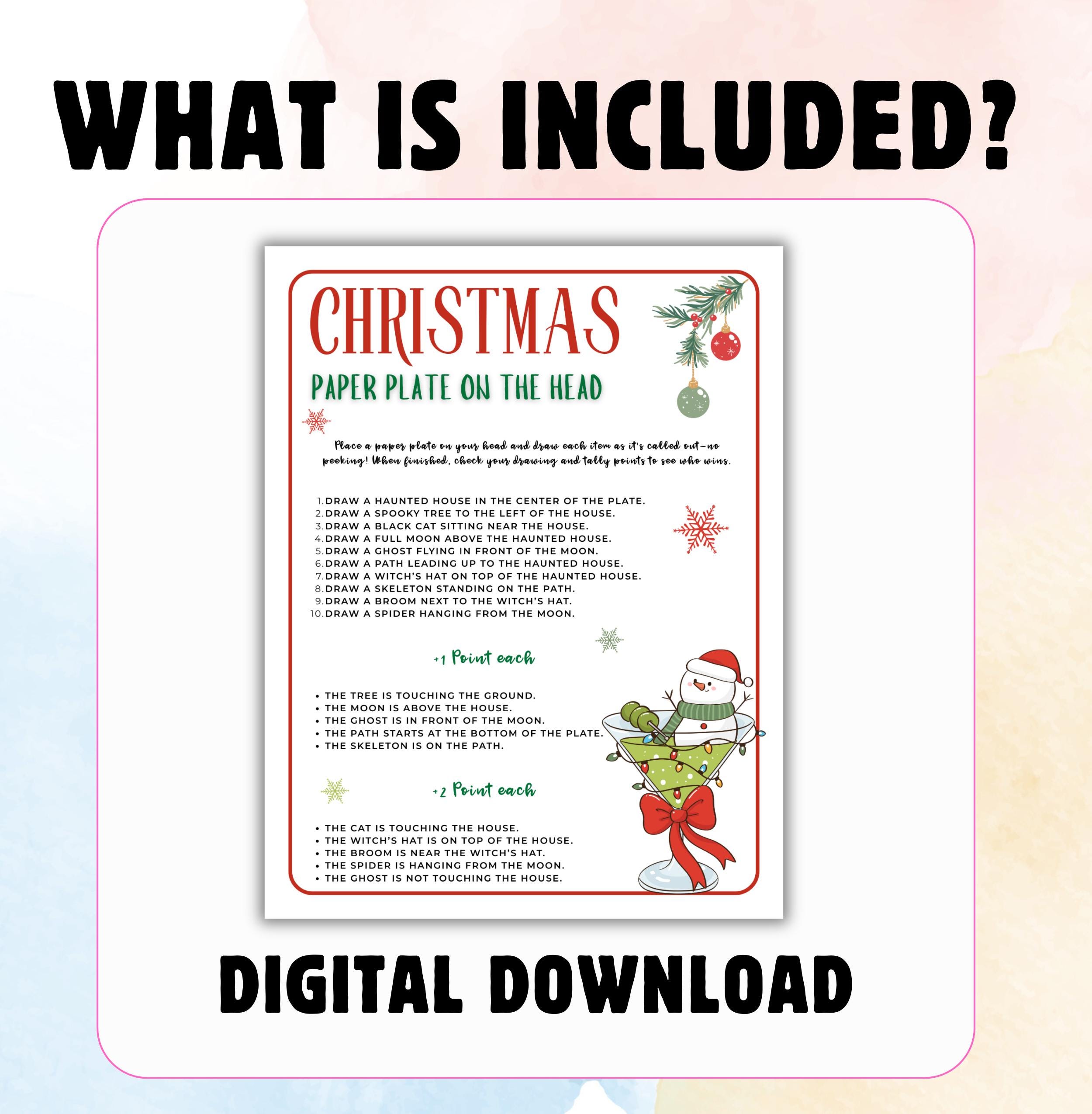 Christmas Plate on the Head Game, Christmas Game Printable, Family ...