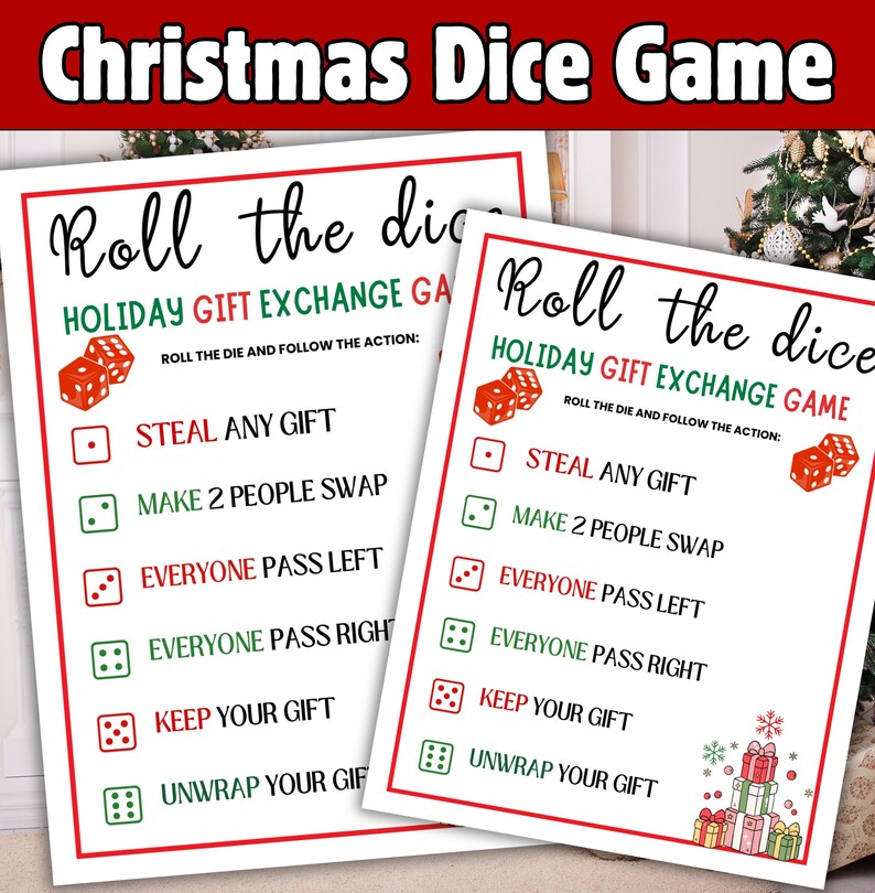 Christmas Gift Exchange Dice Game | Gift Swap Game | Printable ...