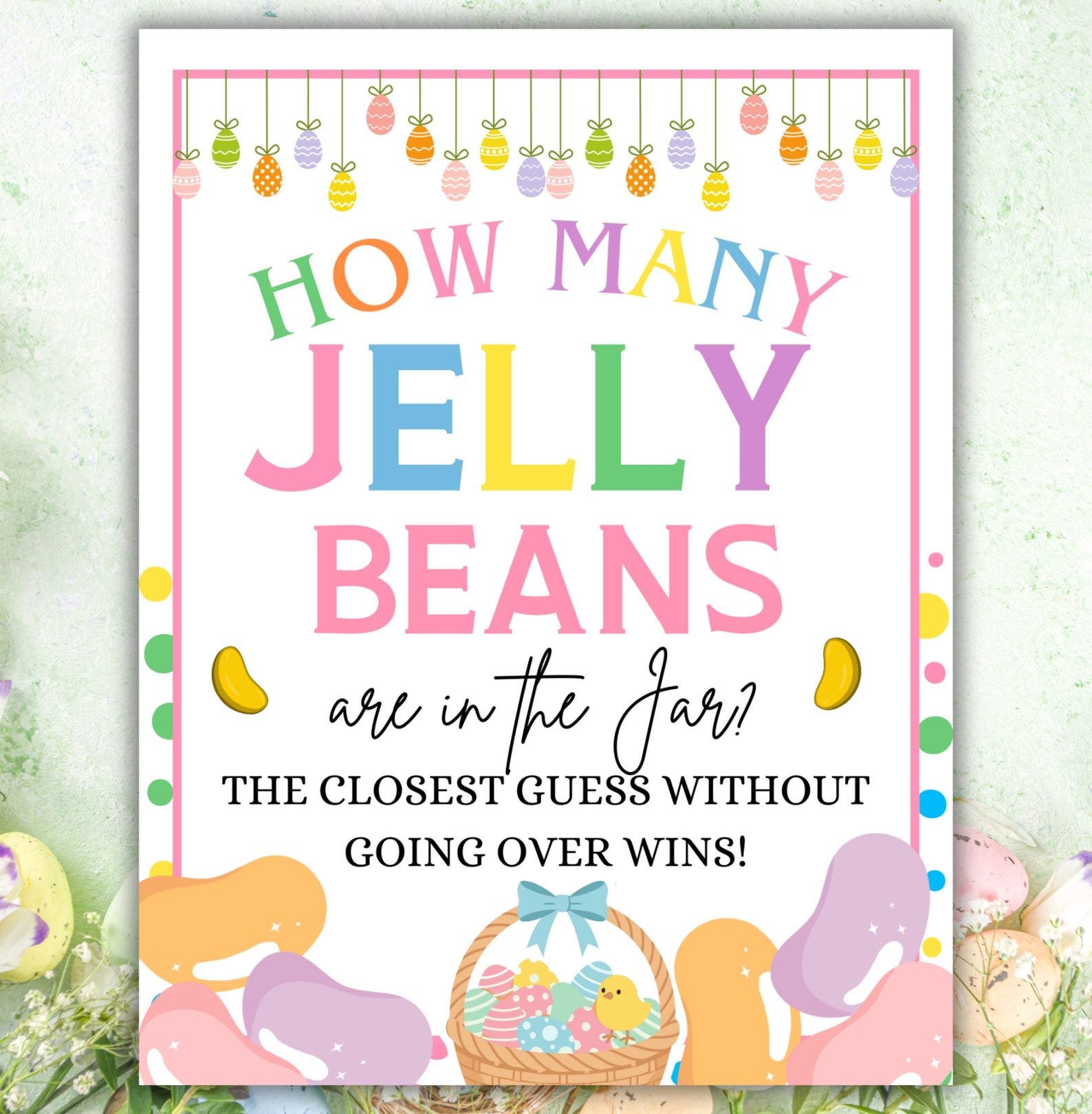 Easter Jelly Bean Guessing Game, Guess How Many Jelly Beans Are in the ...