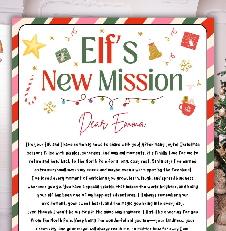Editable Elf Retirement Letter, Elf Not Visiting, Elf New Mission ...