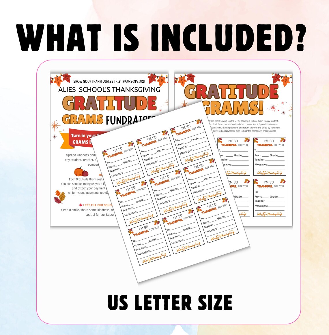 Thanksgiving Gratitude Grams Printable | PTA Fundraiser Template ...