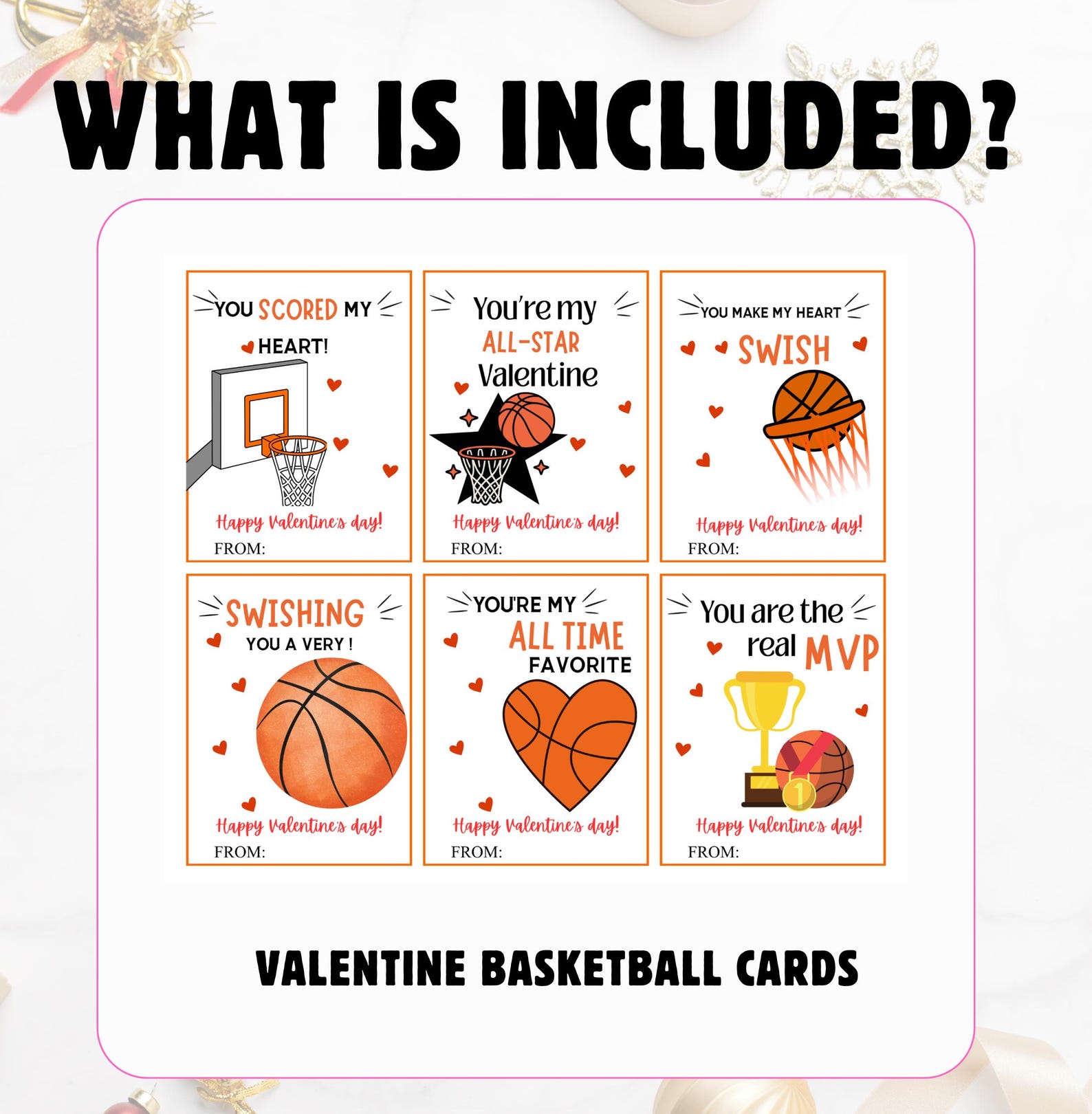 Printable Basketball Valentine Cards, Valentine Sport Card Gift, Kids ...