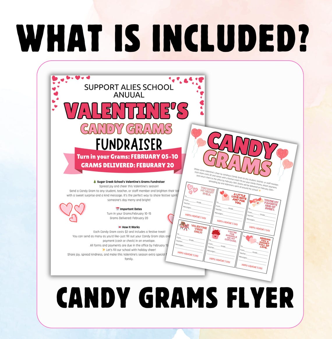 Valentines Day Candy Gram, Valentine's Day Candy Gram PTO, Valentine ...