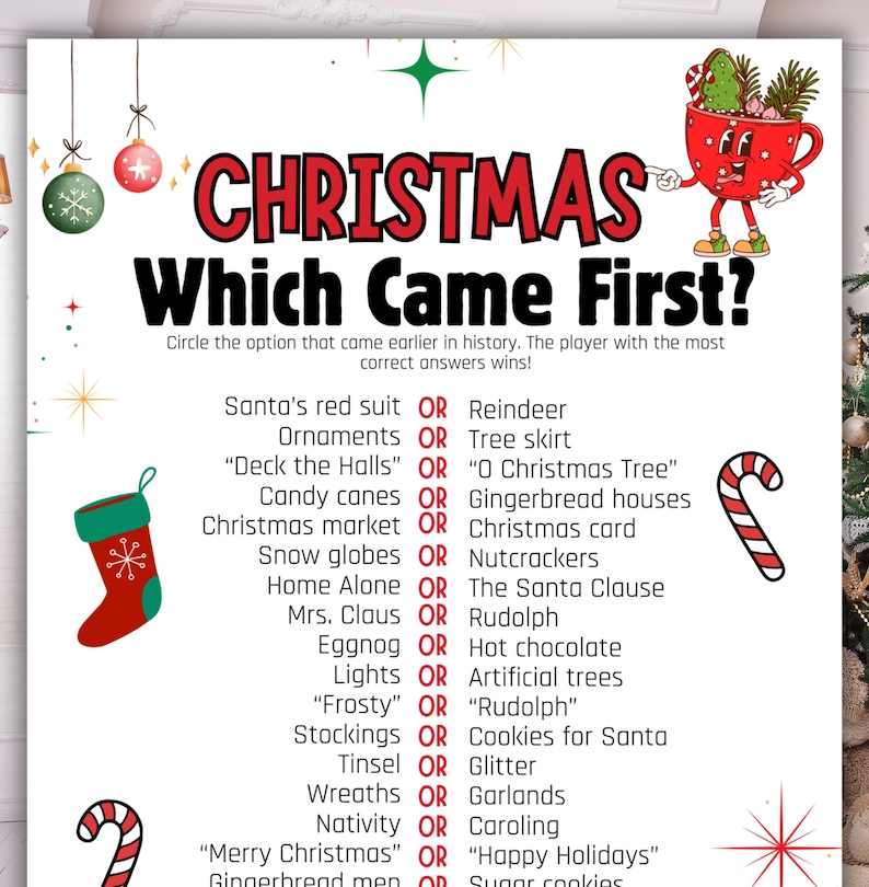 Christmas Which Came First Game, Family Game Night, Christmas Trivia ...