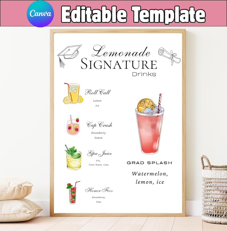 Bestseller Graduation Lemonade Bar Sign, Grad Party Drink Station Sign ...
