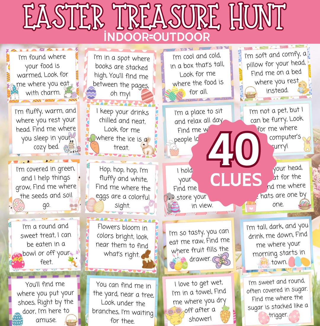 40 Easter Indoor and Outdoor Scavenger Hunt for Kids, Indoor Easter ...