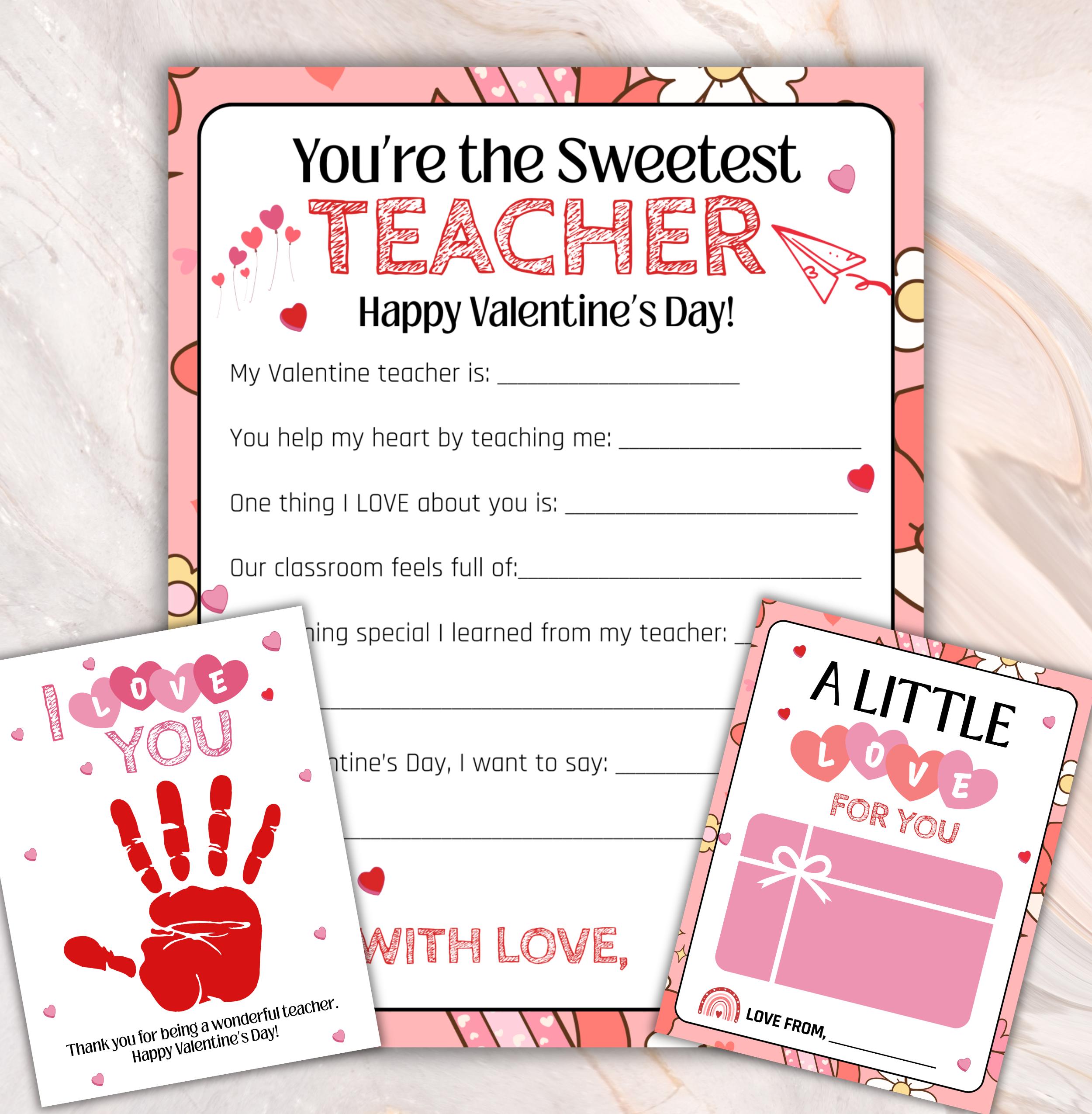 Valentine About My Teacher Printable, Teacher Gift Card, Teacher ...