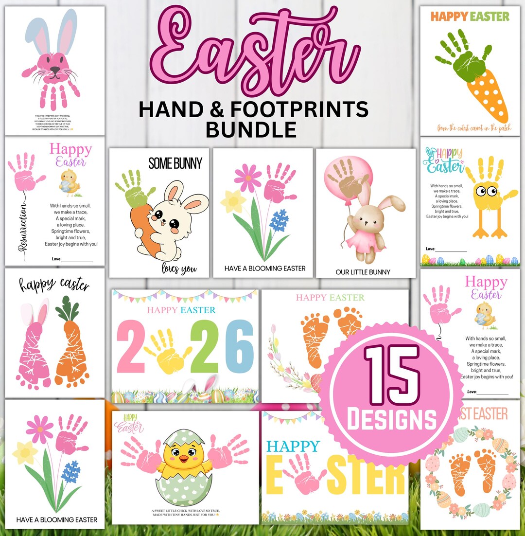 15 Easter Handprint Footprint Art Craft Bundle, DIY 2026 Easter Craft ...