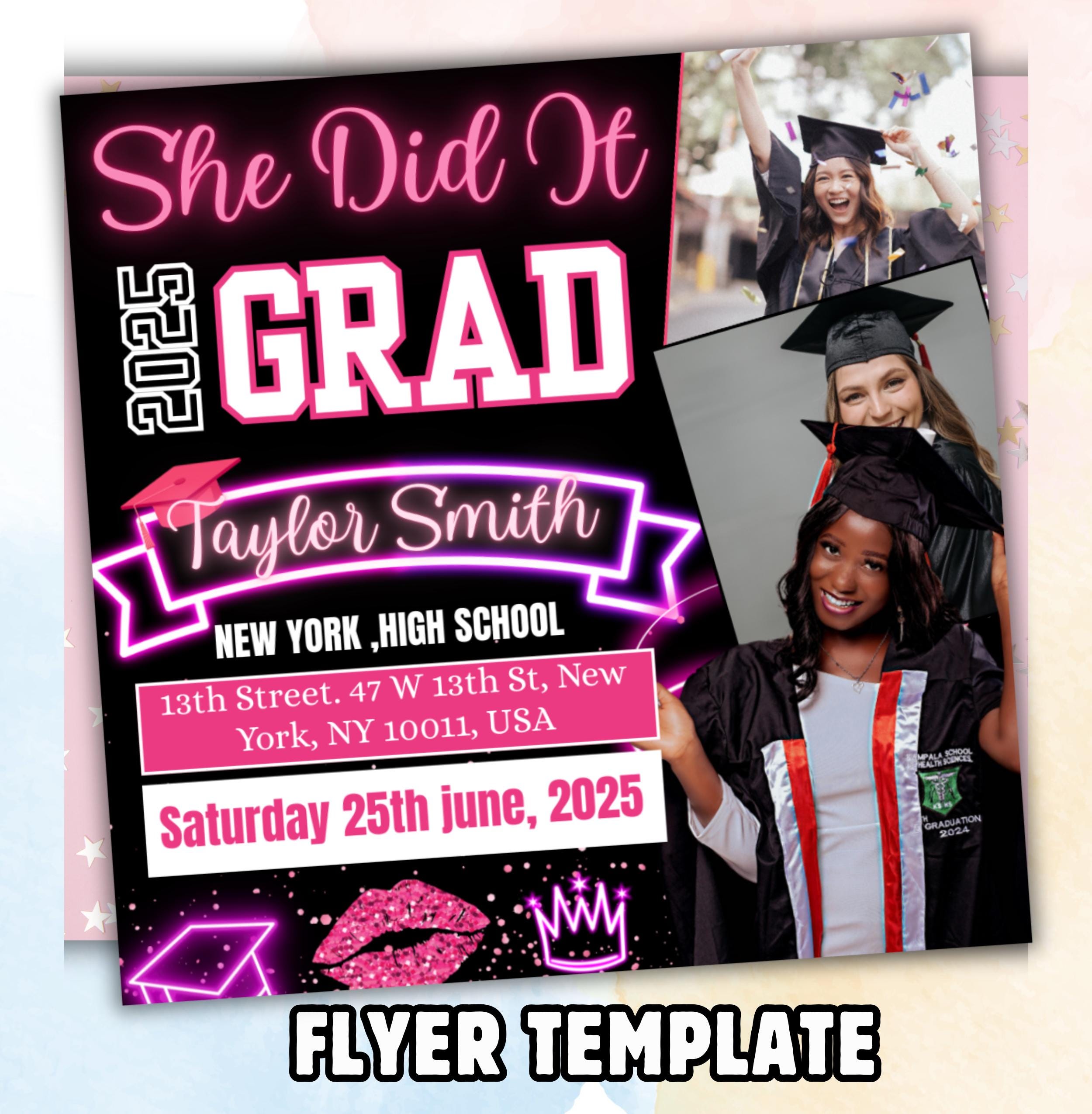 TRENDY Graduate Flyer, Graduation Party, Graduation Invitation, College ...