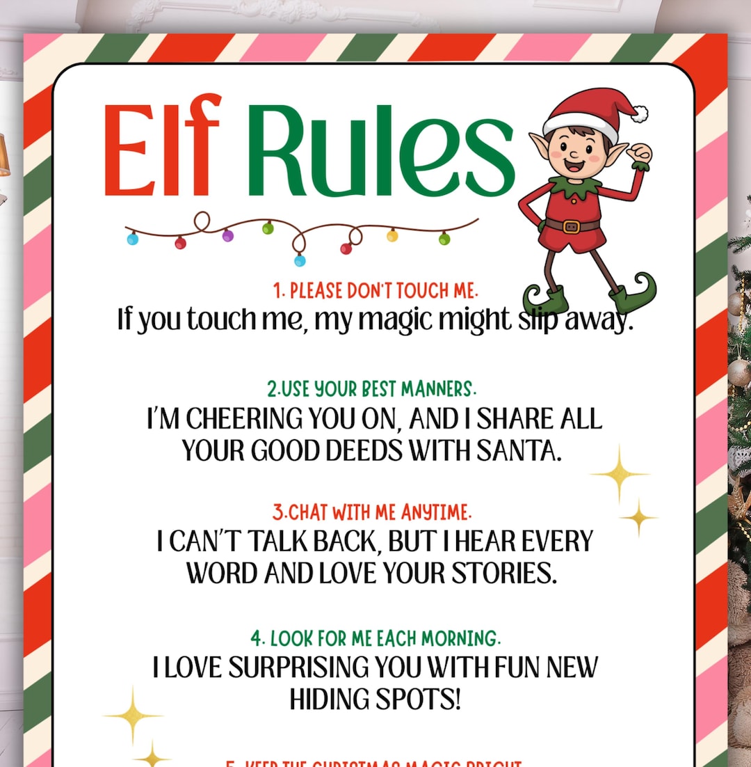 Christmas Elf Rules Sign: Printable Letter Prop (PDF Download) - Etsy