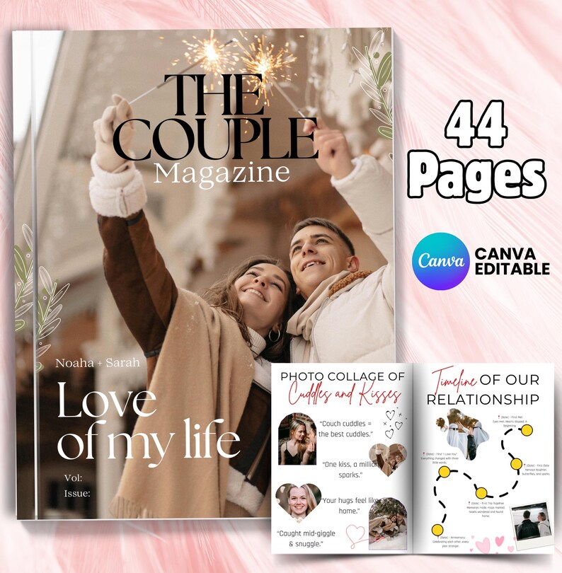 Trendy Custom Couples Magazine Template | Anniversary & Relationship ...