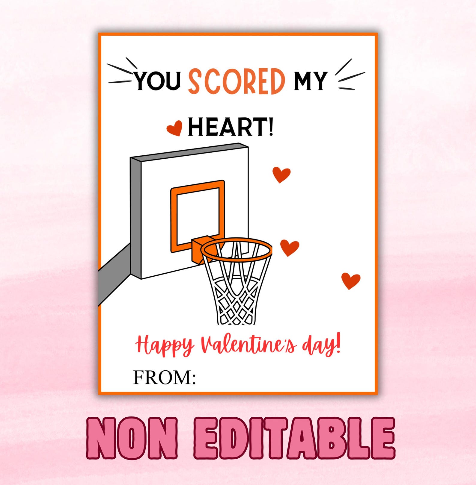 Printable Basketball Valentine Cards, Valentine Sport Card Gift, Kids ...
