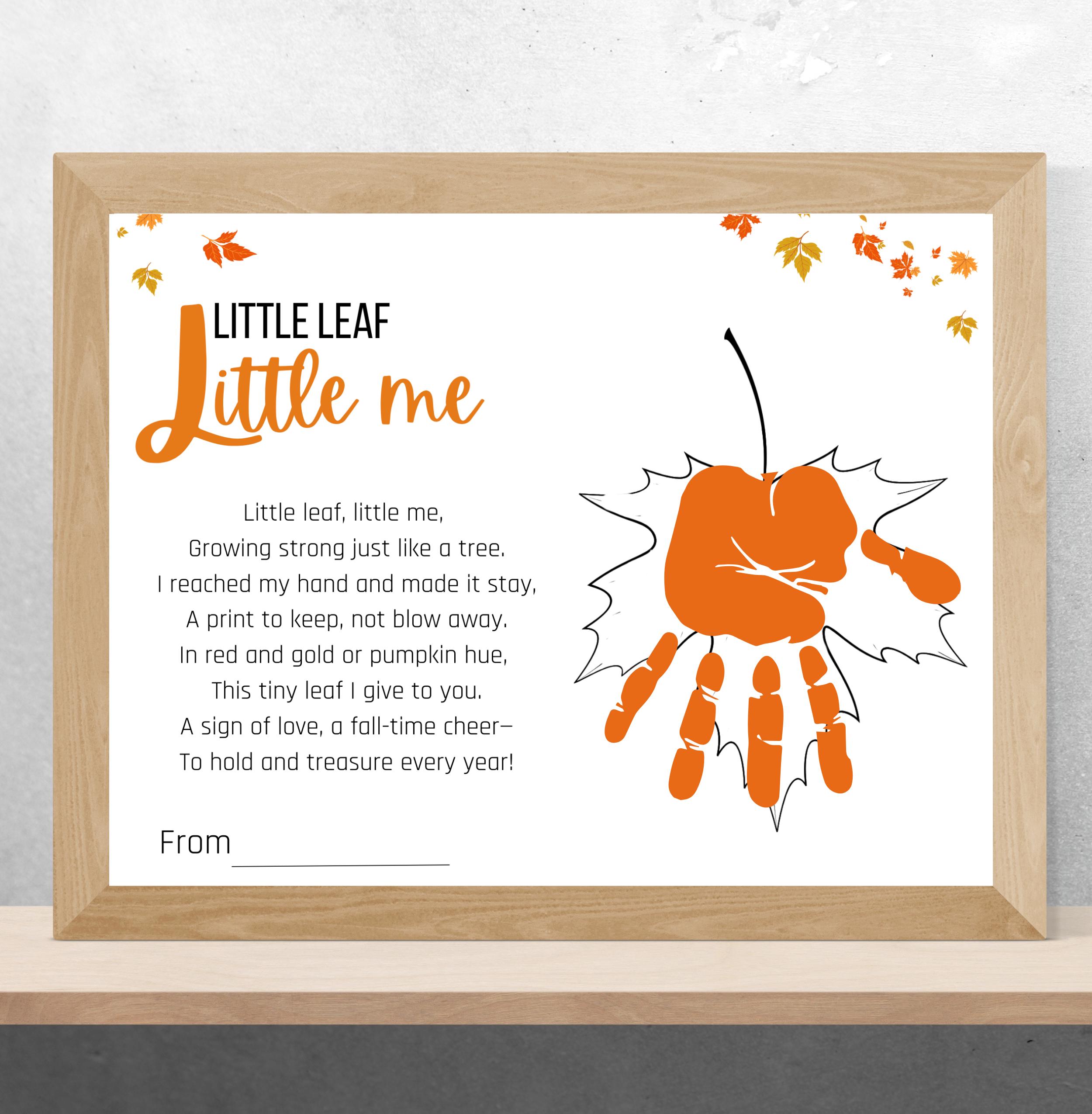 A Little Leaf Poem Handprint Printable, DIY Pumpkin Kids Poem Craft ...
