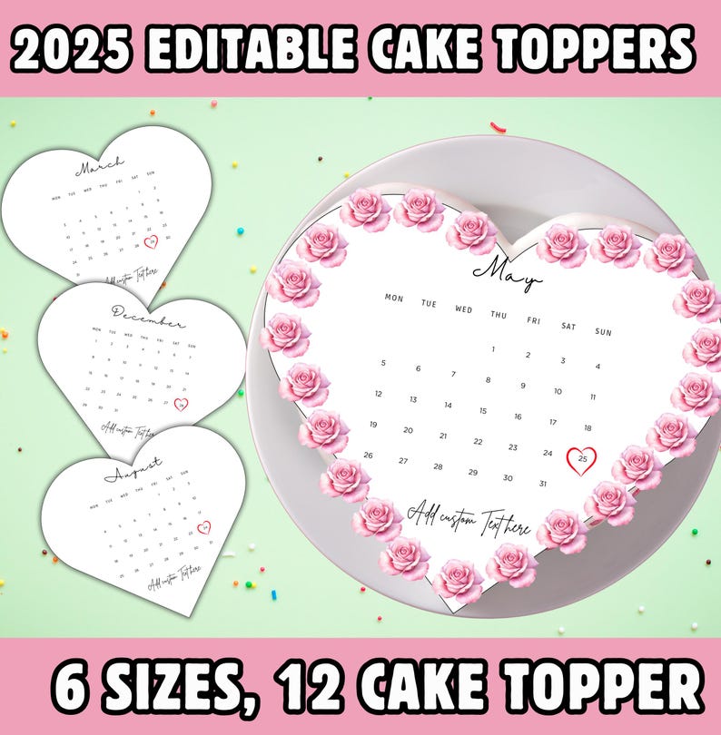 Bestseller White Heart Burn Away Cake Topper Calendar Template, Heart ...