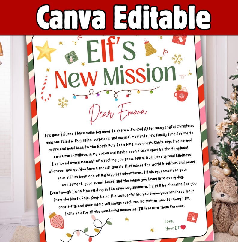 Editable Elf Retirement Letter, Elf Not Visiting, Elf New Mission ...