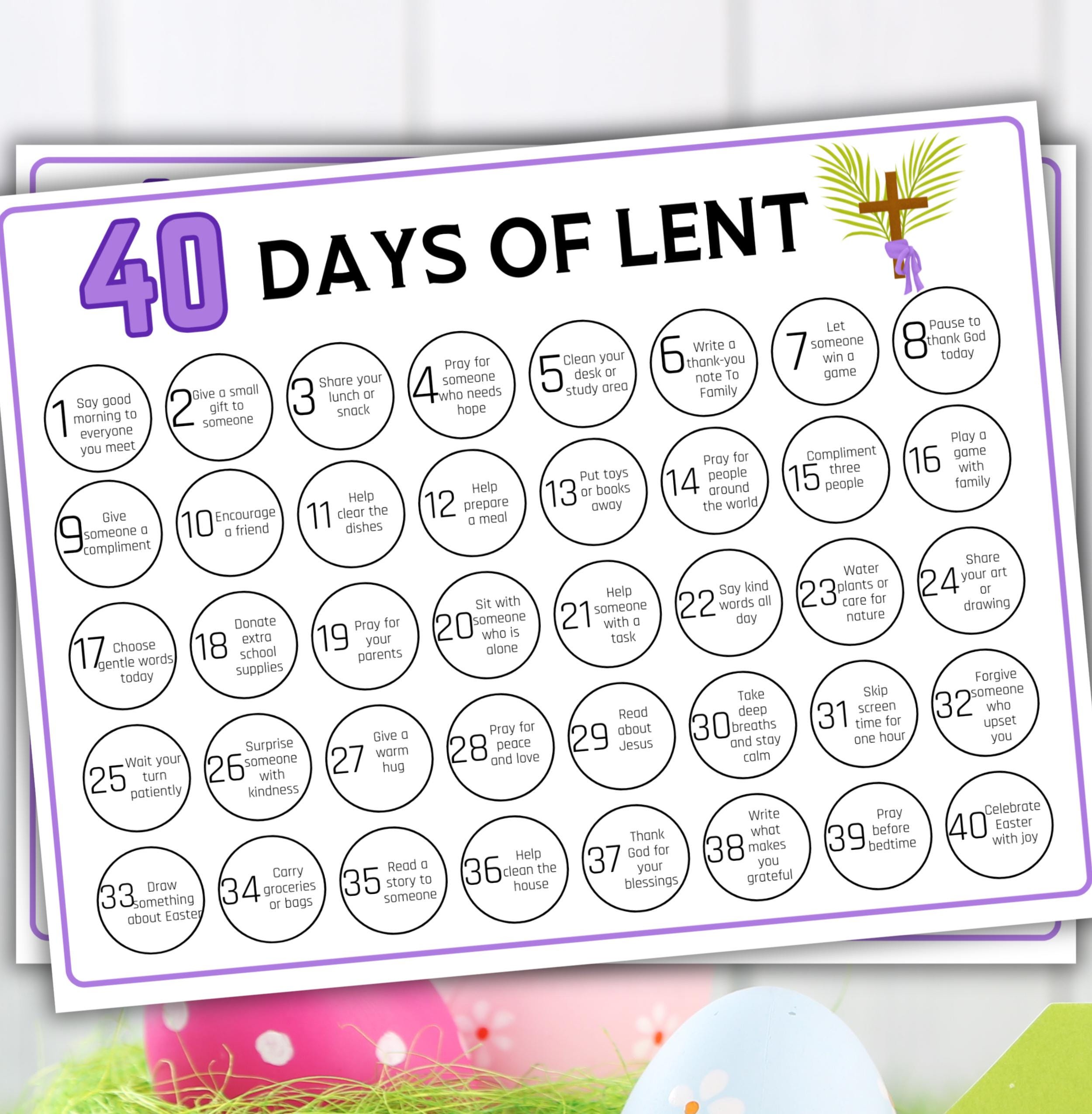 40 Days of Lent Countdown Calendar for 2026| Lent Countdown Calendar ...