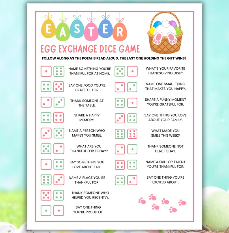Easter Egg Exchnage Dice Game, Printable Easter Dice Game, Egg Exchange ...