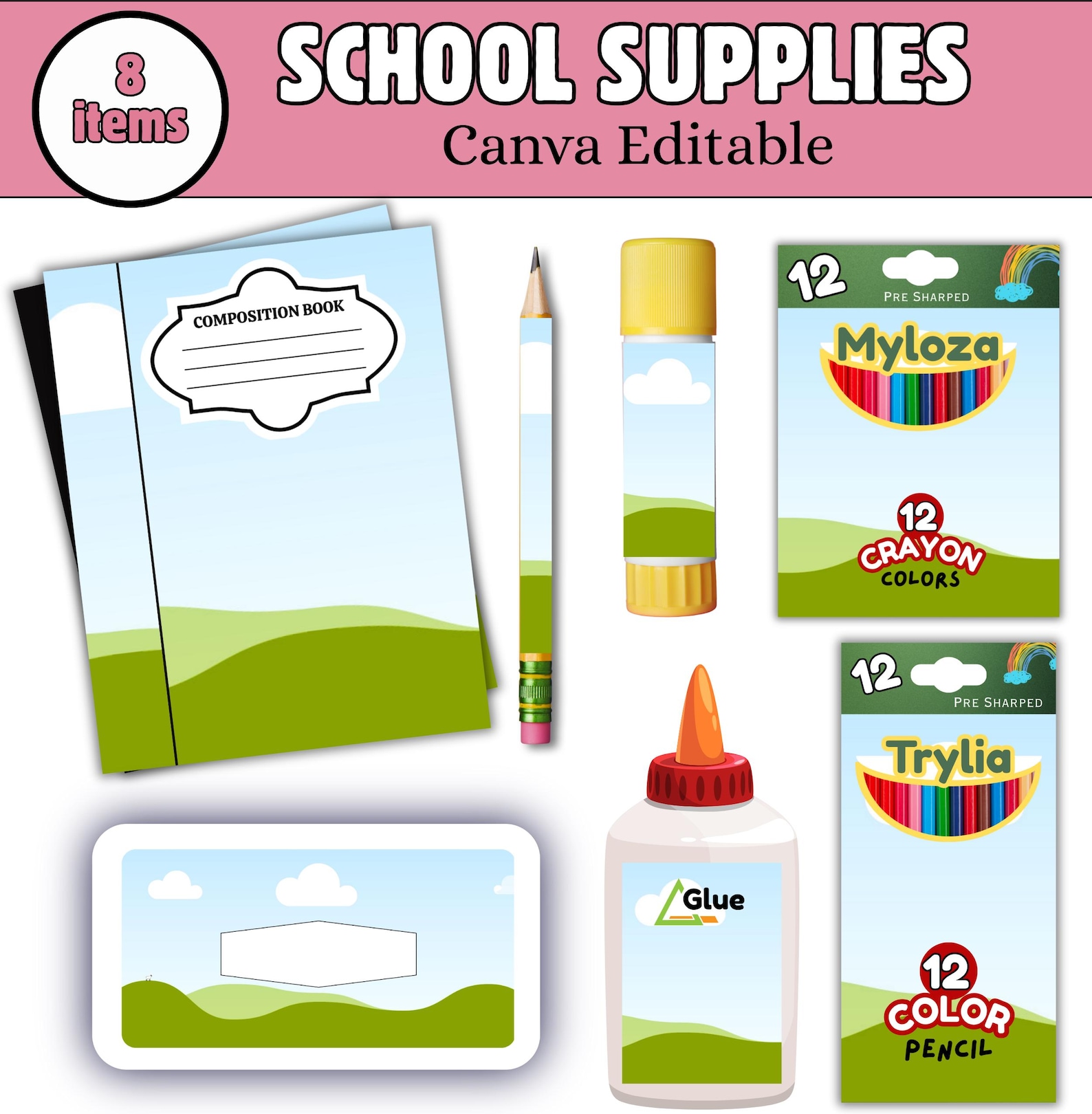 Editable Composition Book, Pencil, and Pencil Box Template, Drag N Drop ...