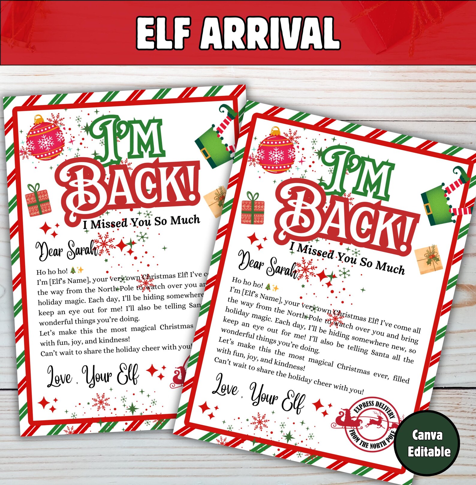 Editable Elf Arrival Letter, Personalized Elf Return Note for Kids ...