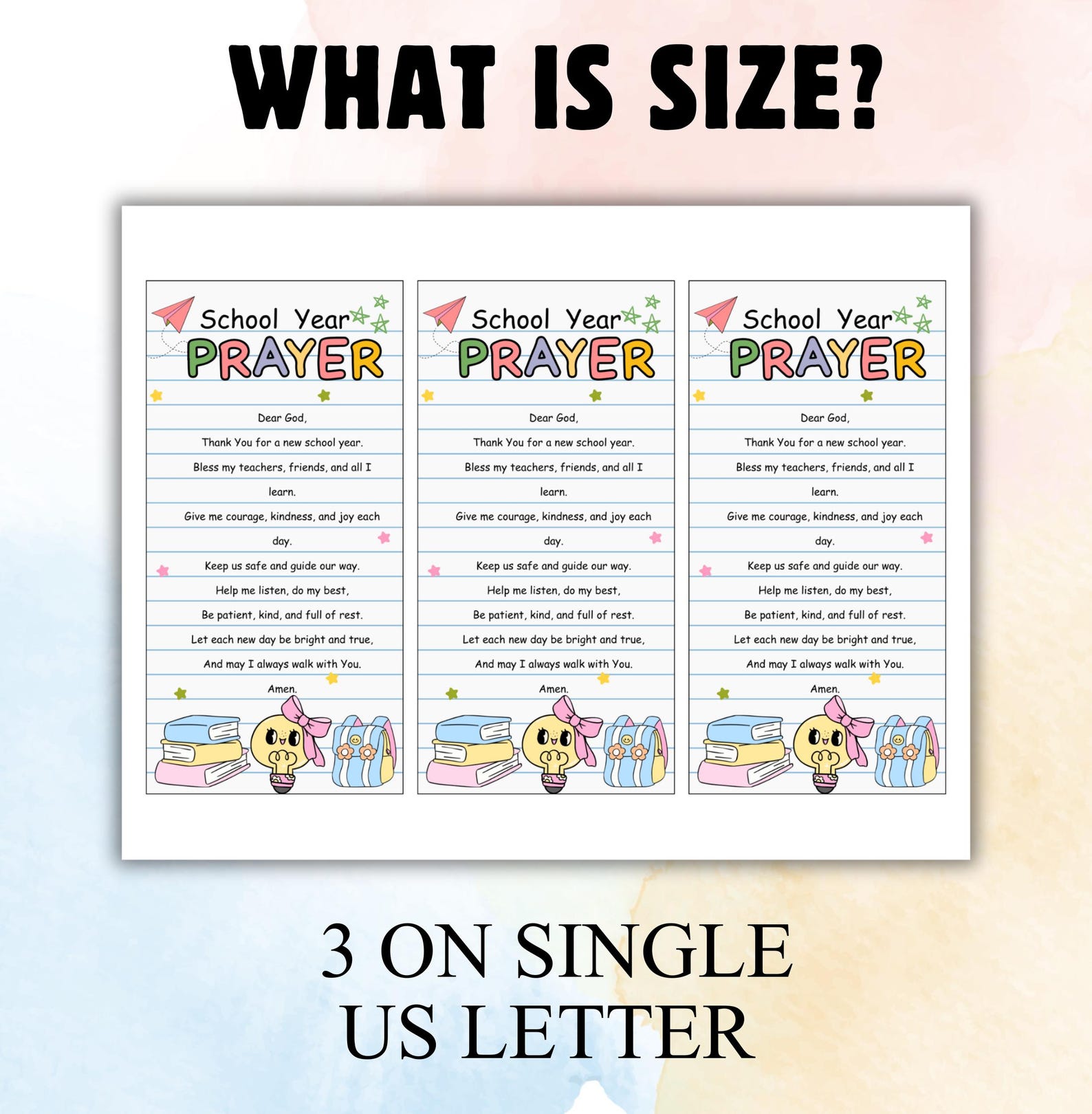 First Day of School Prayer Tag, Sunday School Printable Prayer Tag ...