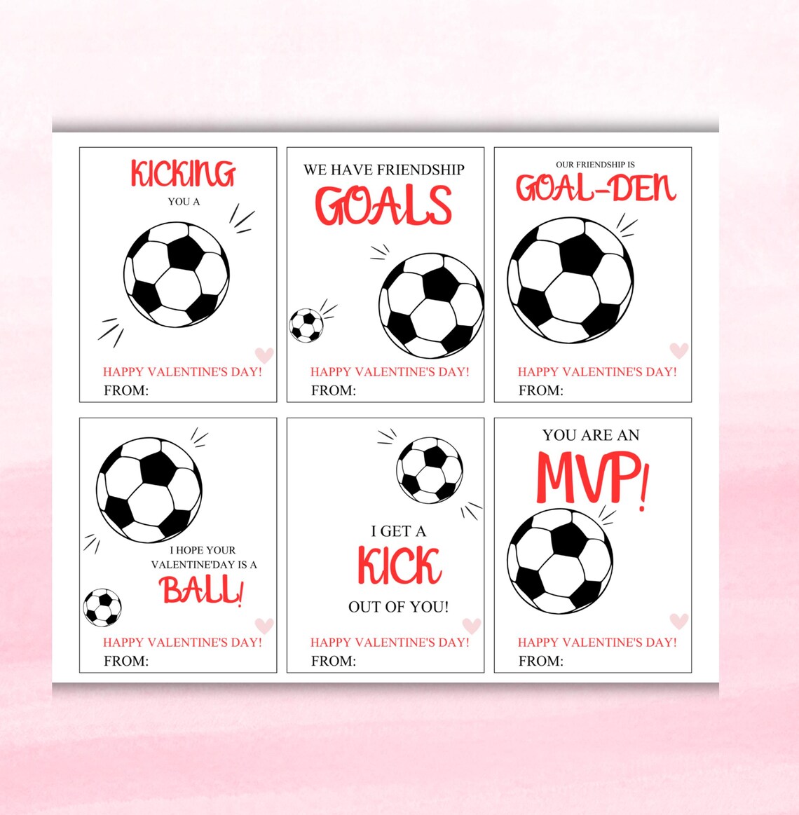 Printable Soccer Valentine Cards: Kids Valentine Sport Tags- School ...