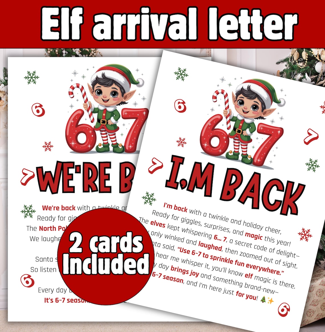 Printable 6-7 Elf Arrival Letter, Six Seven Trending Meme Christmas Elf ...