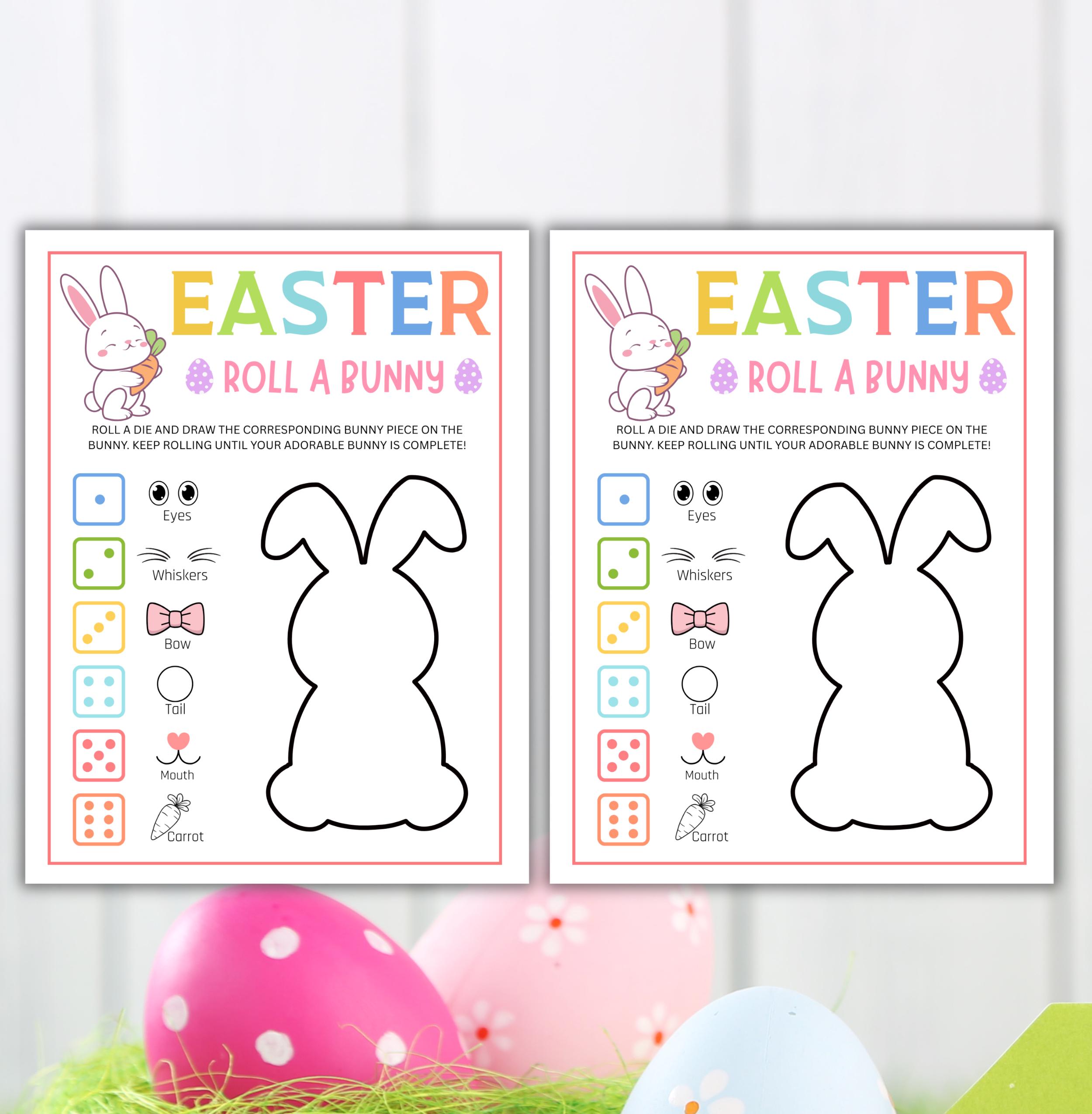 Easter Roll a Bunny Dice Game, Printable Easter Party Game for Kids ...