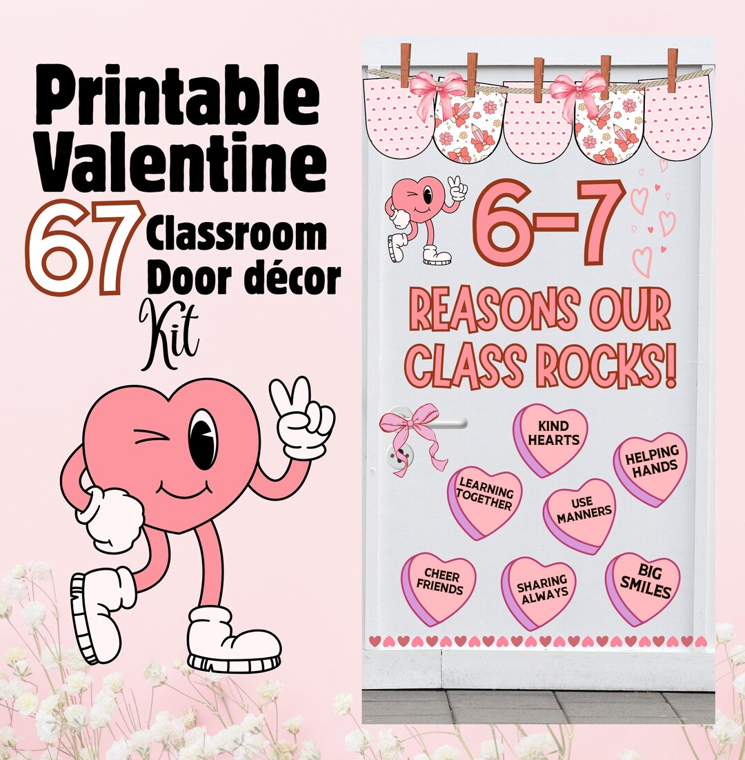 Valentines Classroom Door Decor Kit, 6 7 Classroom Door Decoration ...