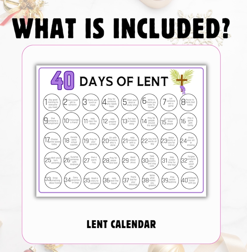 40 Days of Lent Countdown Calendar for 2026| Lent Countdown Calendar ...