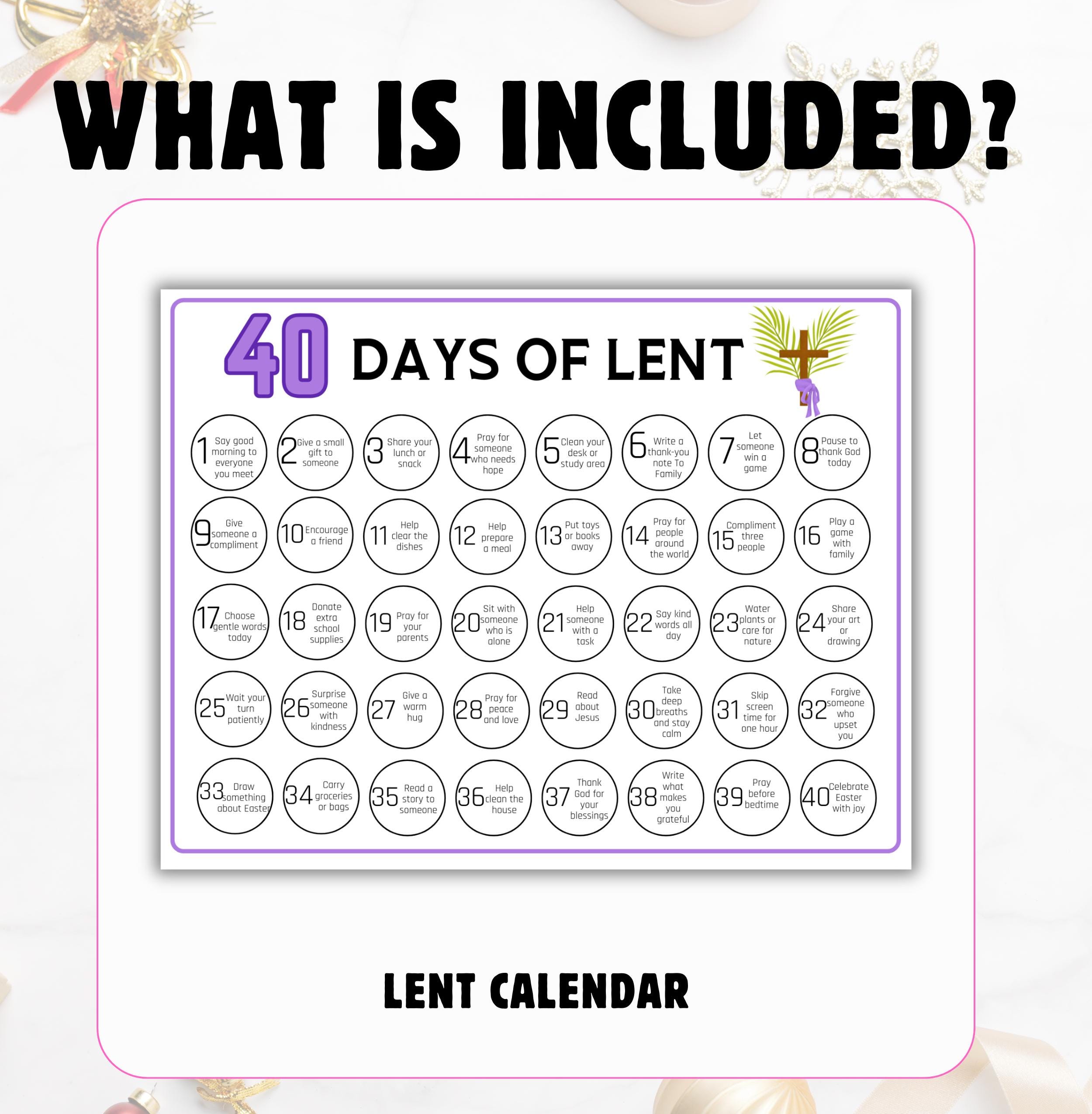 40 Days of Lent Countdown Calendar for 2026| Lent Countdown Calendar ...
