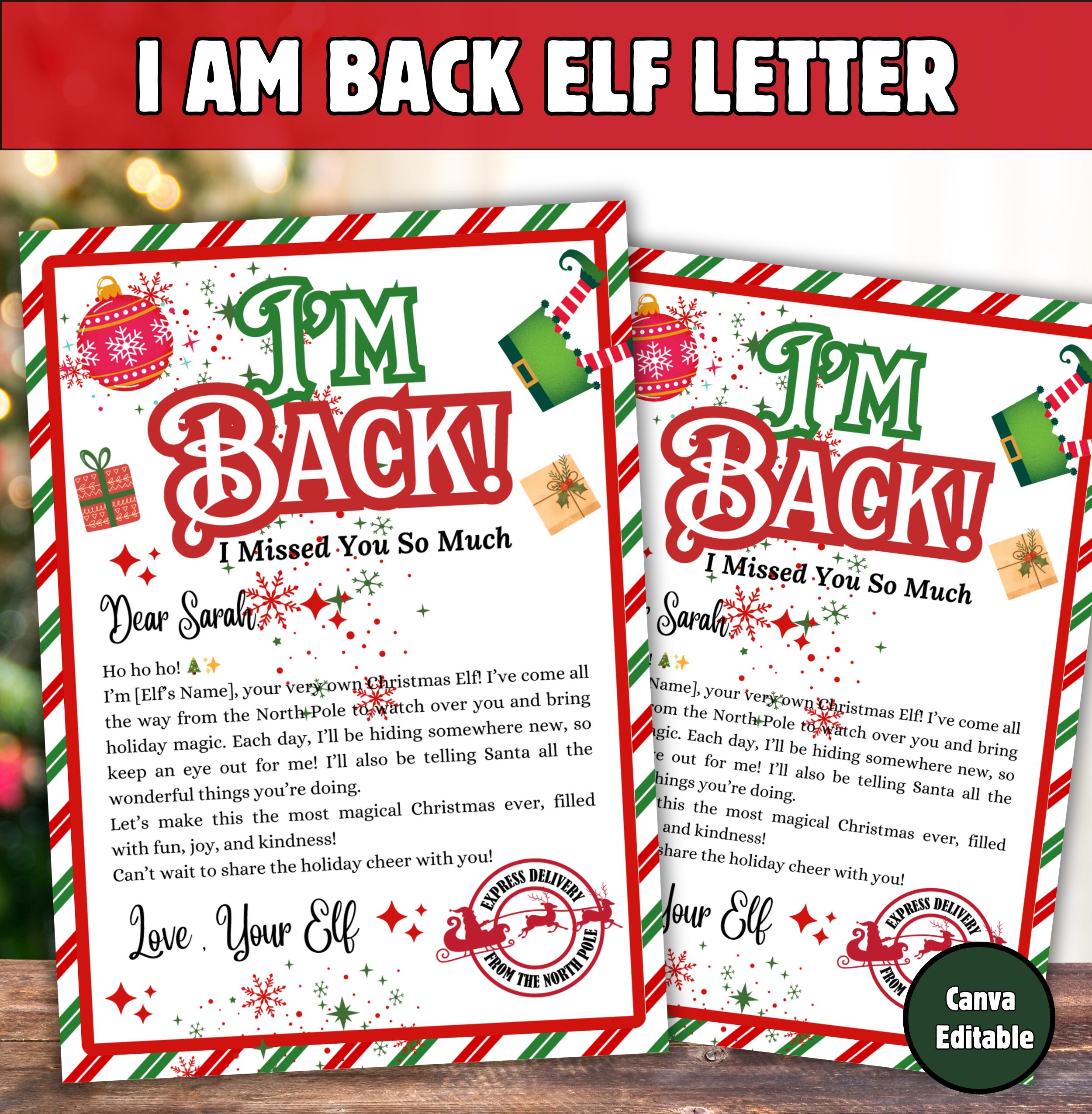 Editable Elf Arrival Letter, Personalized Elf Return Note for Kids ...