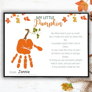 A Little Pumpkin Poem Handprint Printable, DIY Pumpkin Kids Poem Craft ...