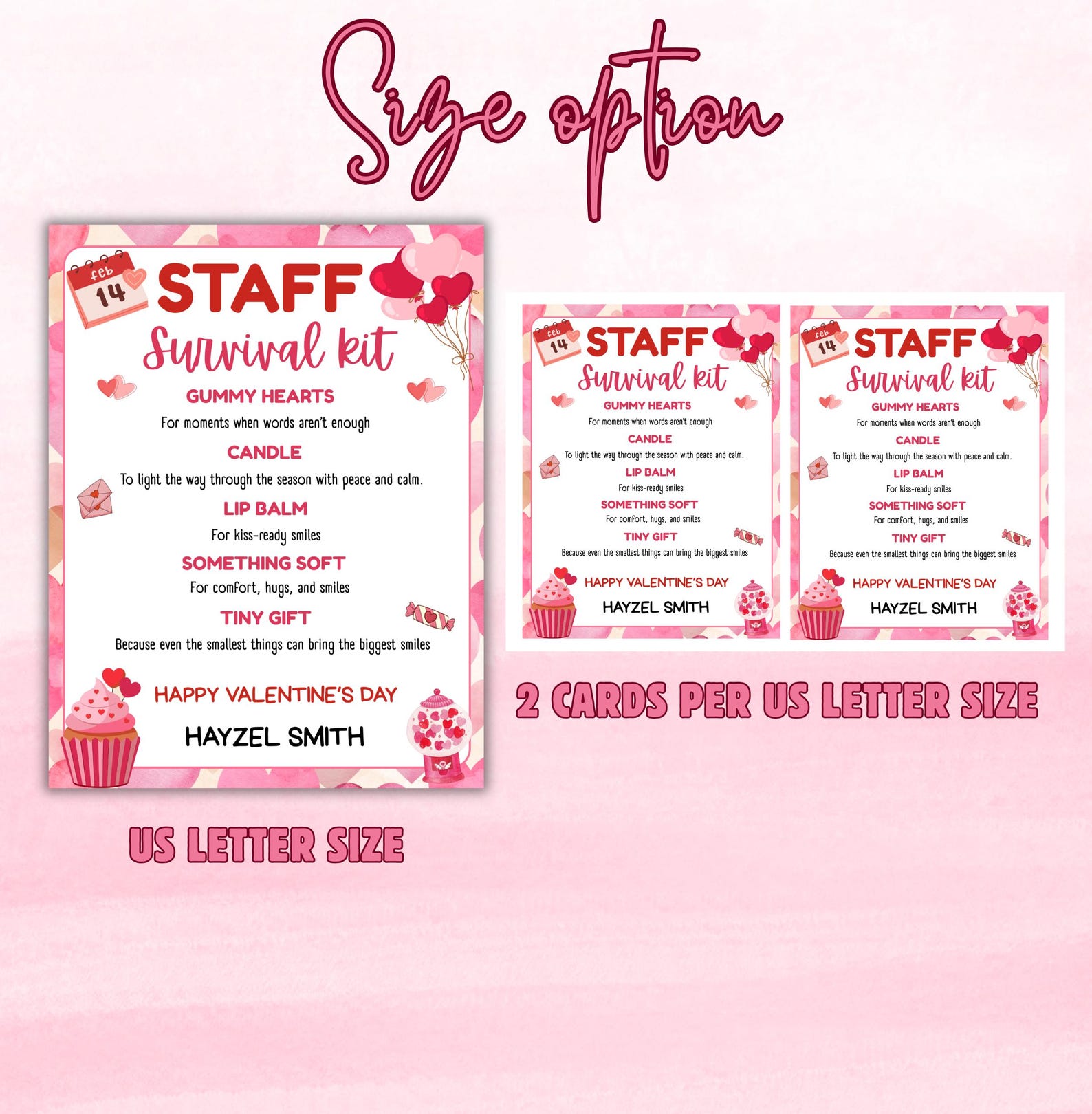 Editable Valentine Staff Survival Kit Tag , Funny Workplace Valentine ...