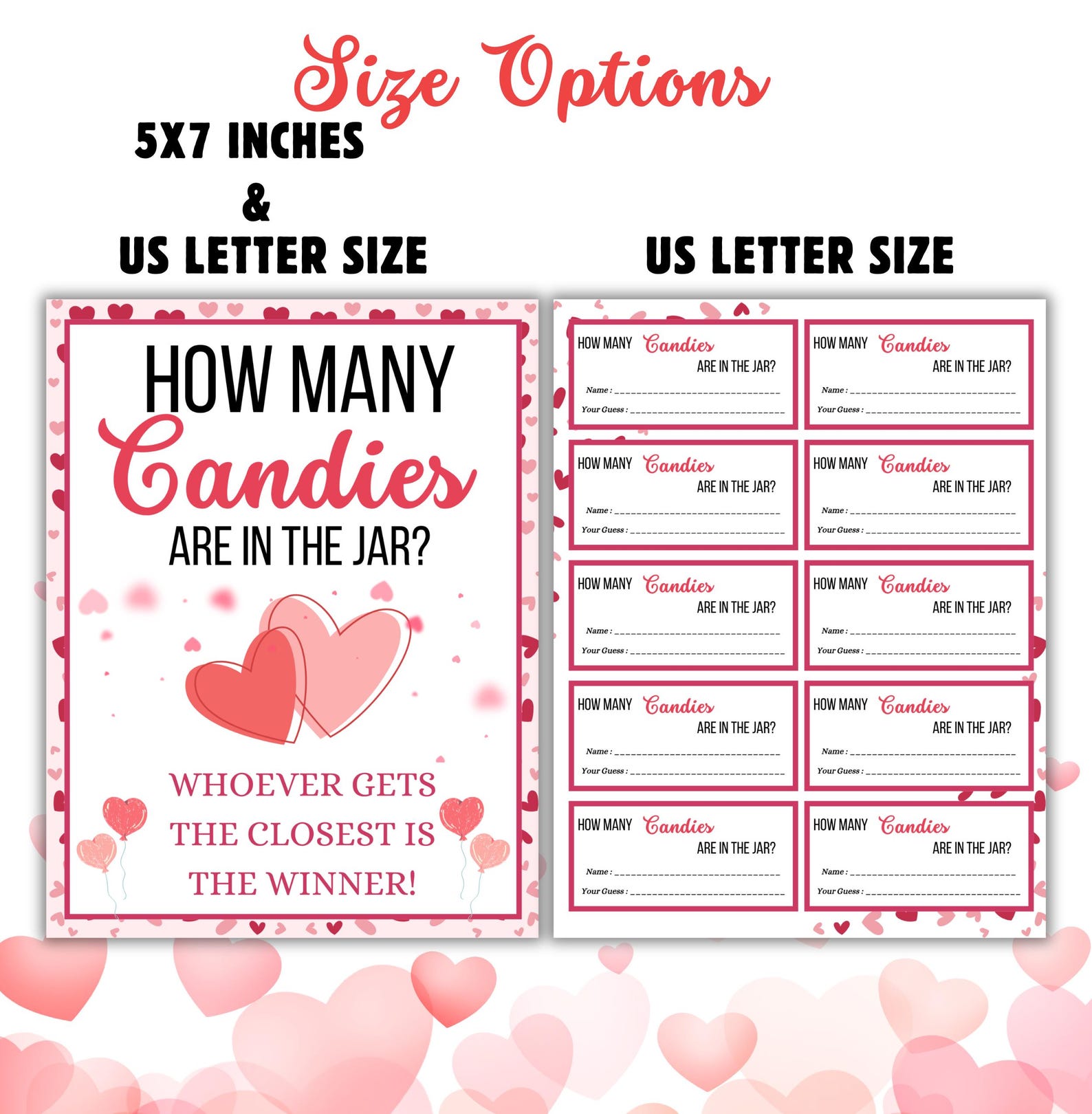 Valentine's Day Guessing Game Printable, How Many Candies Valentine ...