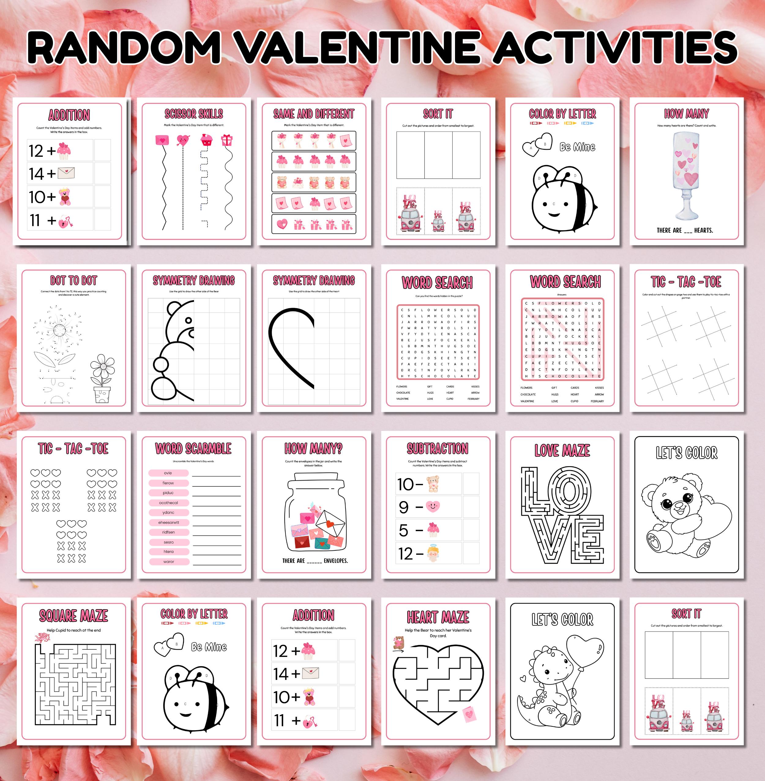 Valentines Day Printable Activity Bundle With Coloring Pages, Word ...