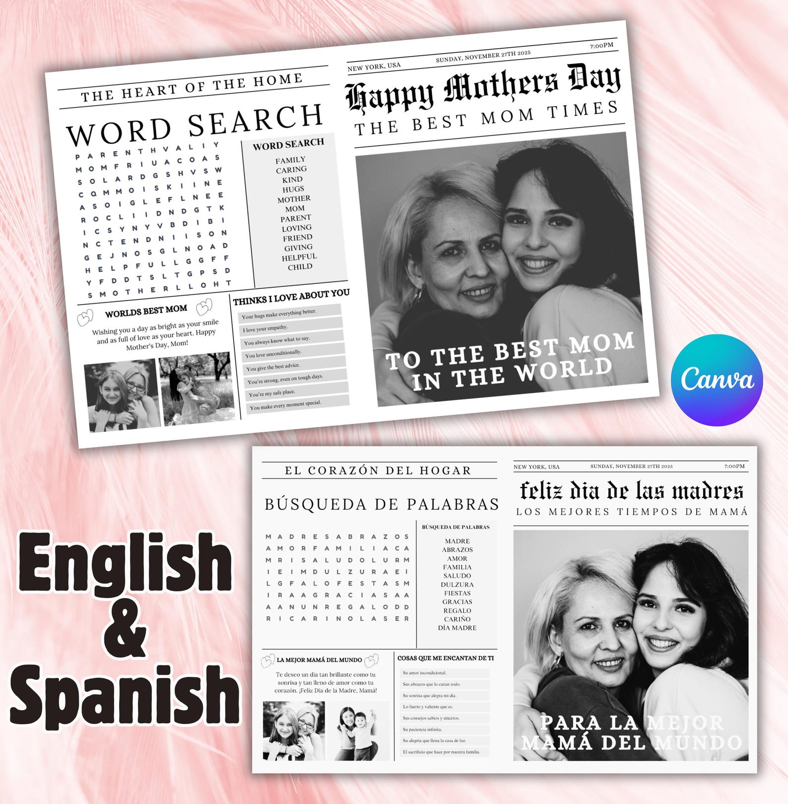 Mothers Day Newspaper Template | Mothers Day Gift | Personalized Gift ...