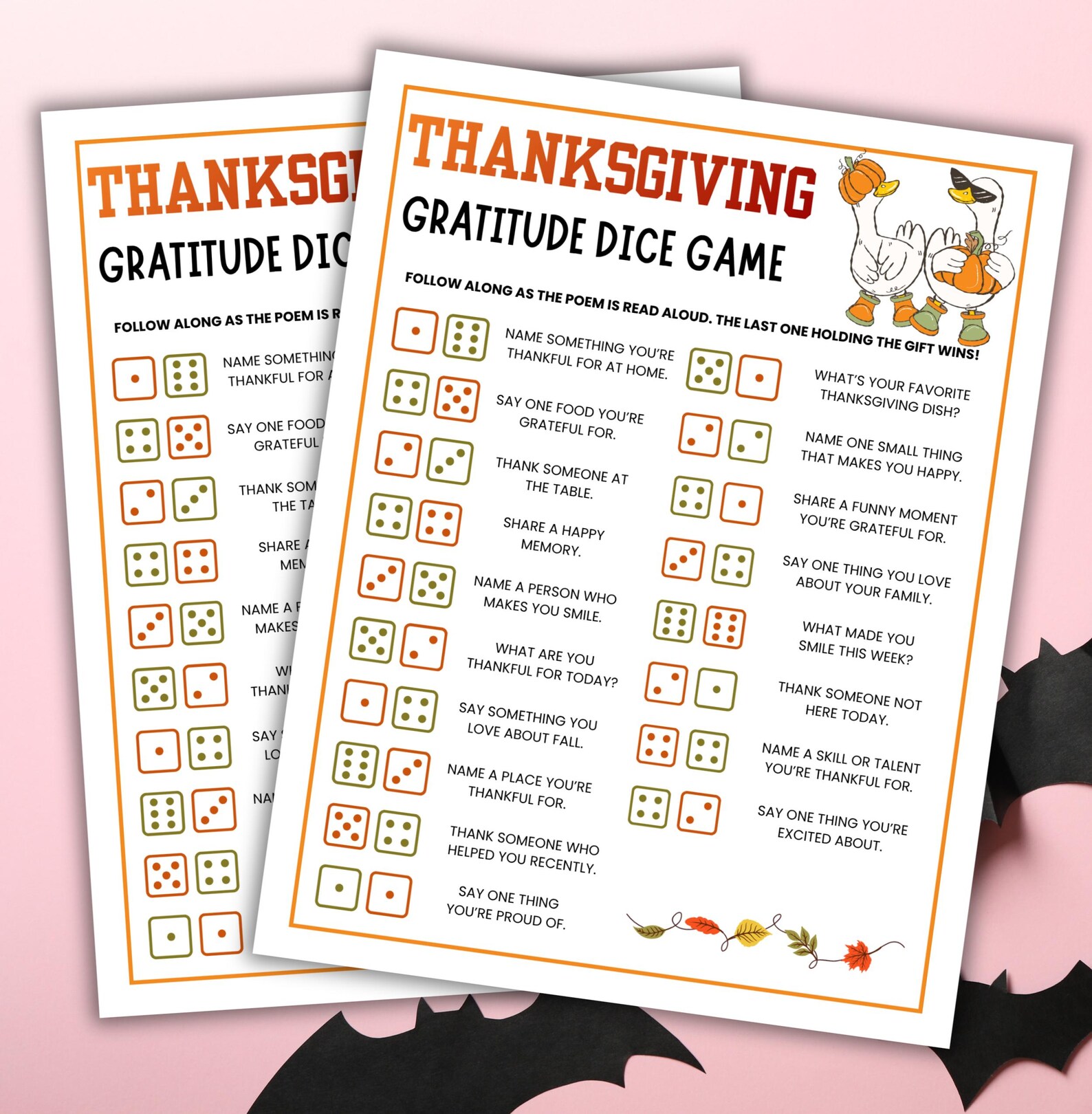 Thanksgiving Gratitude Dice Game, Printable Thanksgiving Games ...