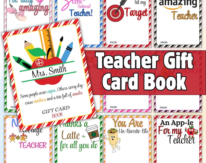 Editable Gift Card Holder, Printable Gift Card Book, Teacher ...