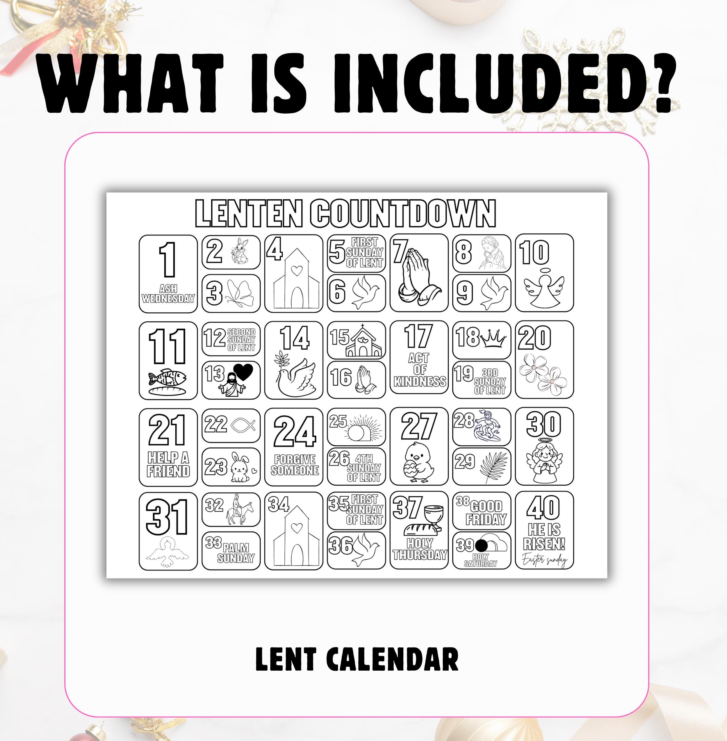 Lenten Coloring Countdown | 40-day Lent Printable | Christian Lent ...