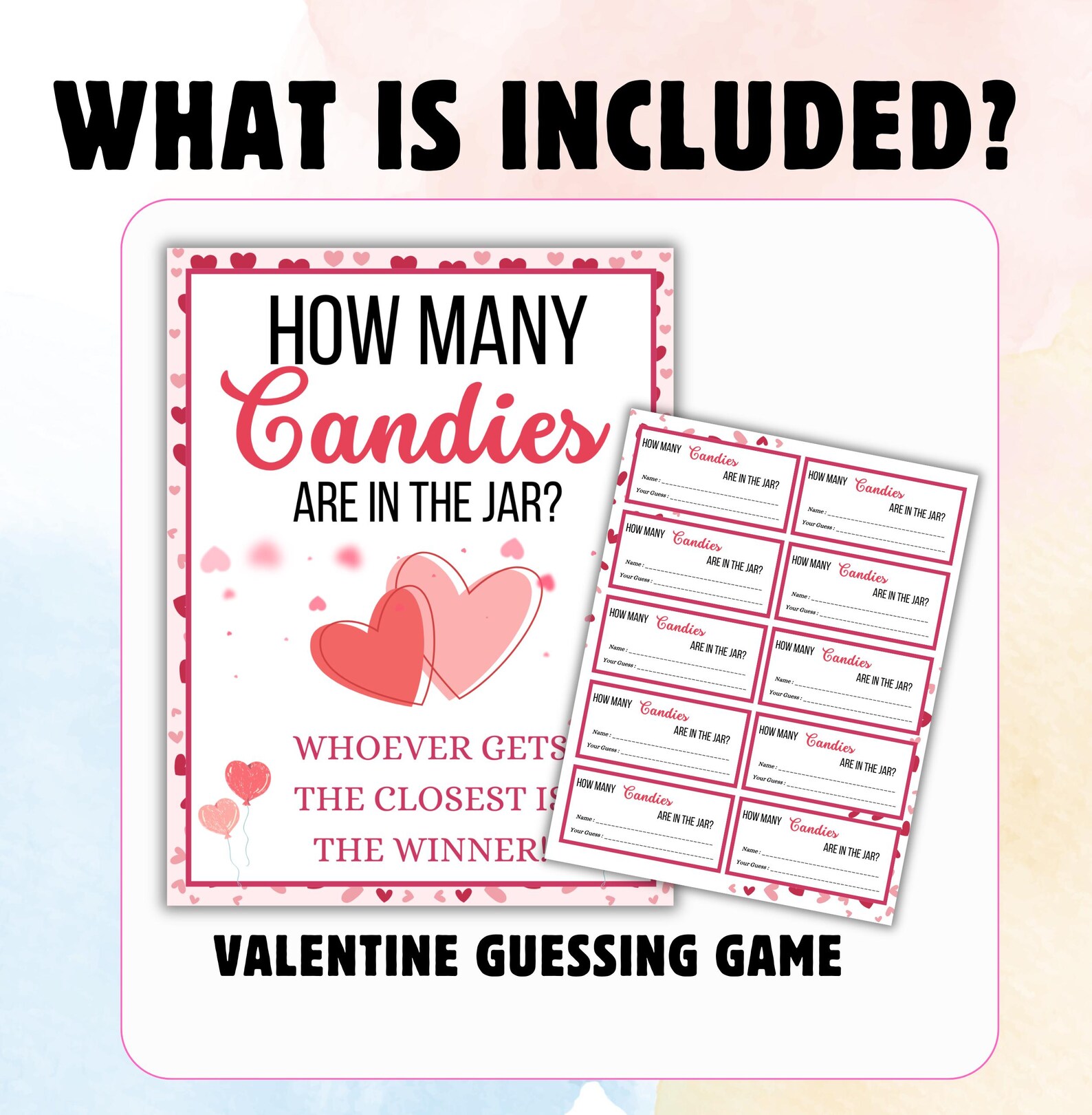 Valentine's Day Guessing Game Printable, How Many Candies Valentine ...