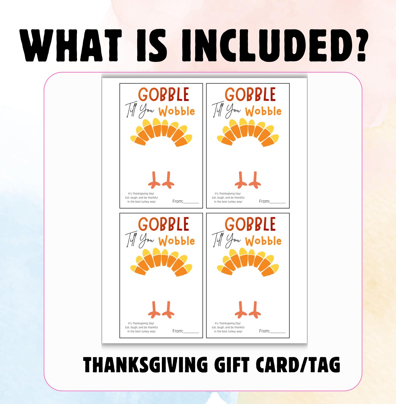 Gobble Till You Wobble Tags | Editable Thanksgiving Treat Tag | Instant ...