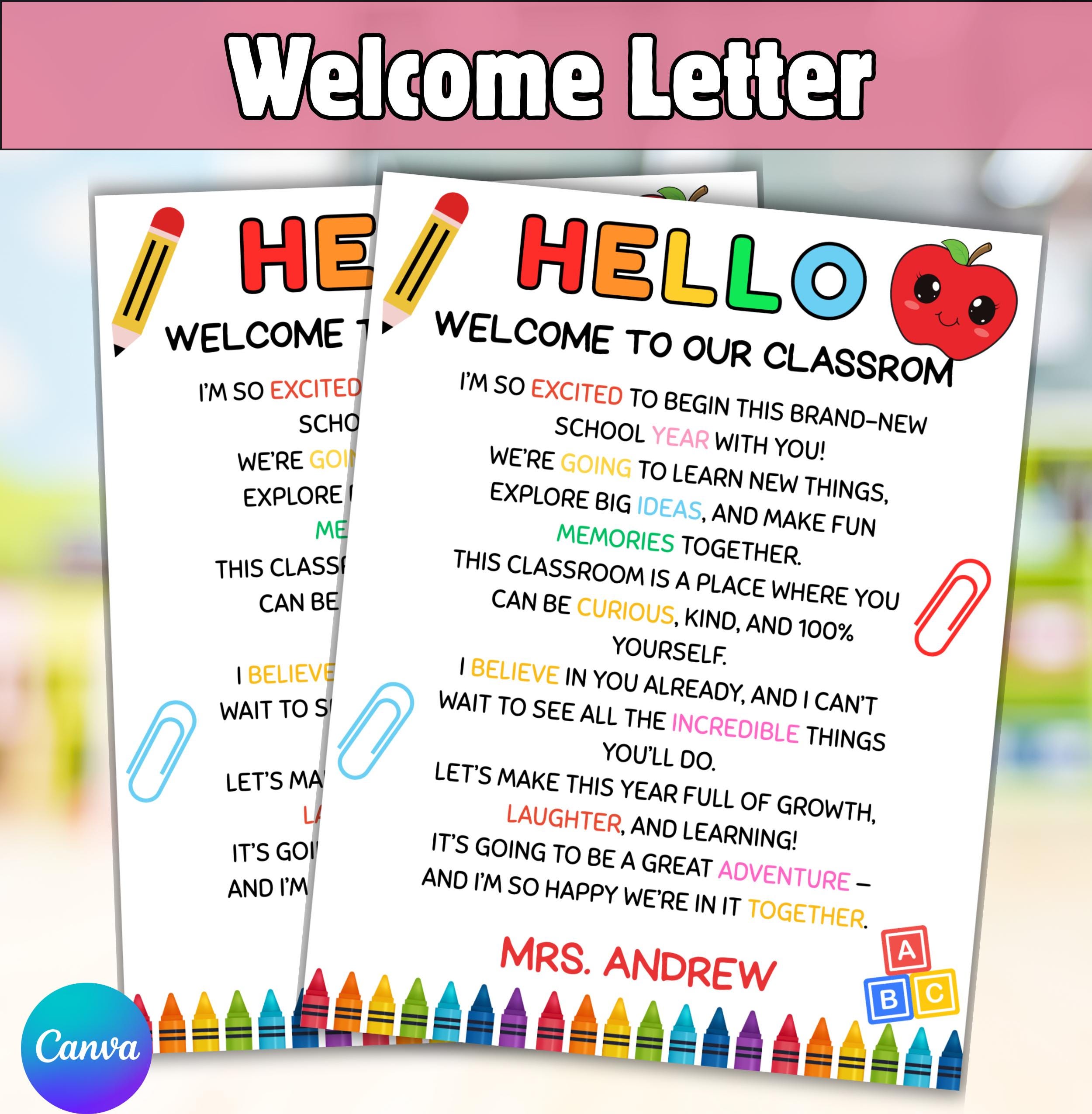 First Day of School Letter to Students, Welcome Letter From Teacher ...