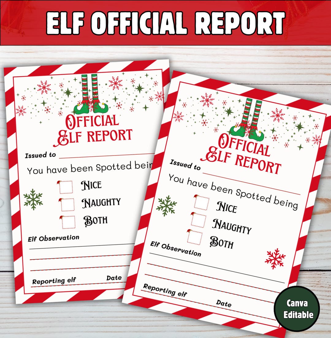 Editable Elf Report Card Printable & Official Elf Warning Slip | North ...