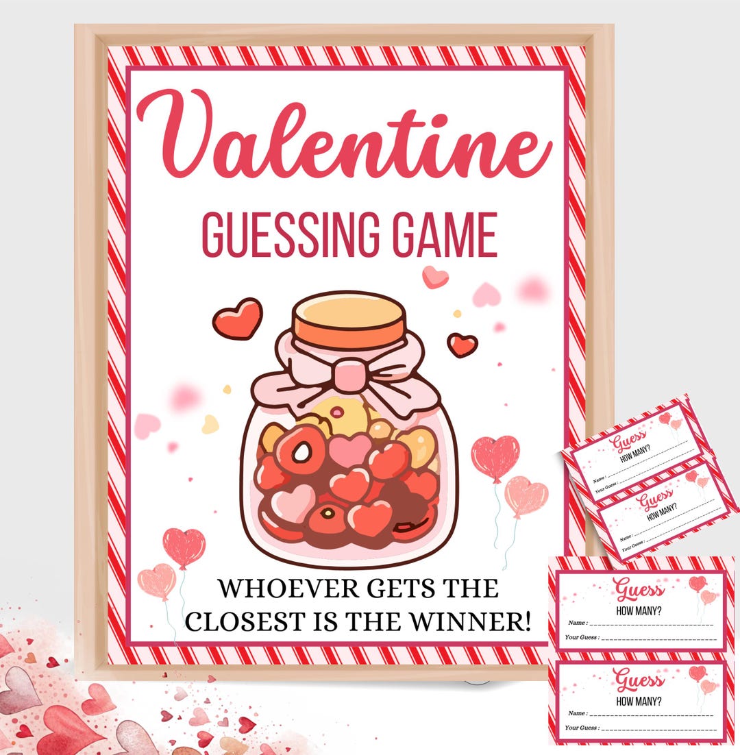 Valentine Guess How Many Candies Game, Valentine's Day Guessing Game ...